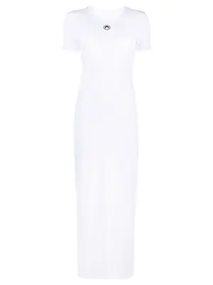 MARINE SERRE Crescent Moon Logo Midi Dress - White