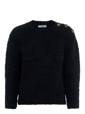Prada Triangle-logo Bouclé Jumper - Black