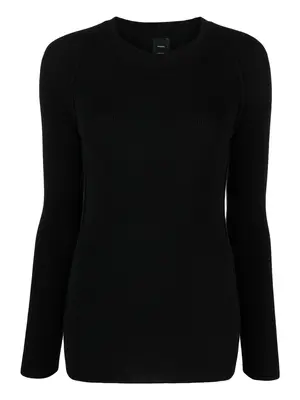 Pinko Round-neck Ribbed-knit Top - Black
