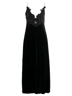 Zimmermann Floral-embellished Velvet A-line Dress - Black