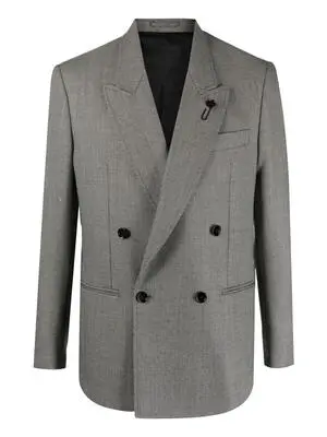 LARDINI Lardini Micro-Dot Double-Breasted Wool Blazer