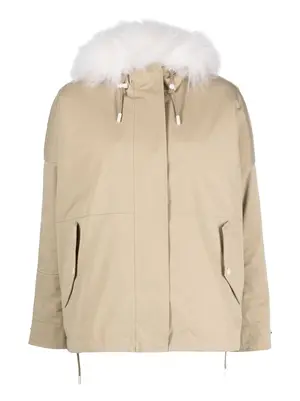YVES SALOMON Reversible Hooded Cropped Parka - Neutrals