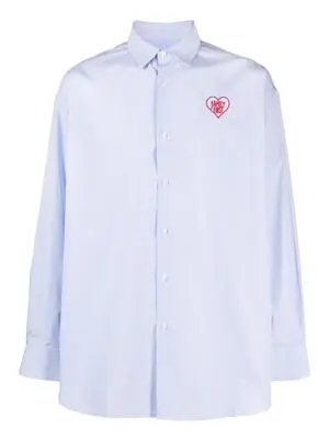 FAMILY FIRST Logo-embroidered Striped Cotton Shirt - Blue