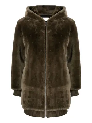 YVES SALOMON Hooded Shearling Coat - Green