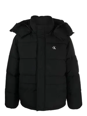 Calvin Klein Ess Concealed-hood Padded Jacket - Black