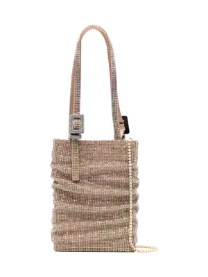 Benedetta Bruzziches Rhinestone-embellished Draped Tote - Gold