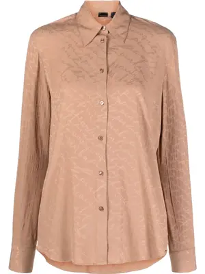 Pinko Logo-print Satin Shirt - Neutrals