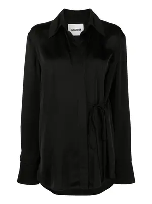 JIL SANDER Tie-fastening Wrap Shirt - Black