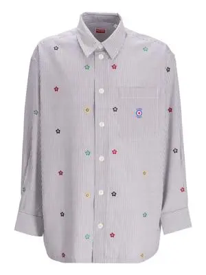 Kenzo Flower-print Cotton Shirt - Grey