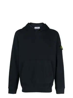Stone Island Compass-appliqué Cotton Hoodie - Blue