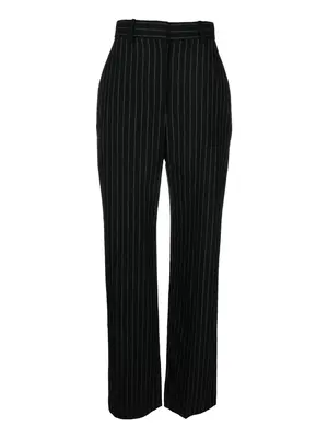 Alexander McQueen Chalk Stripe Wool Trousers - Black