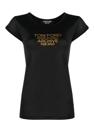 TOM FORD Logo-print Silk T-shirt - Black