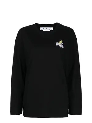 Off-White Flower Arrow Cotton Sweatshirt - Black