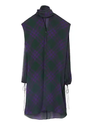 Burberry Check-pattern Silk Blouse - Purple