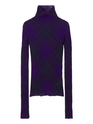 Burberry Plaid-check Rib-knit Jumper - Purple