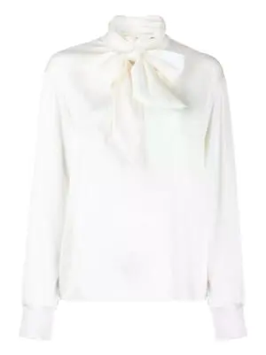 Ralph Lauren Pussy-bow Satin Top - White