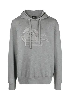 Etro Logo-stamp Cotton Hoodie - Grey