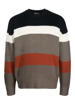 Emporio Armani Intarsia-knit Striped Jumper - Blue