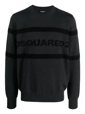 Dsquared2 Intarsia-logo Wool Jumper - Grey