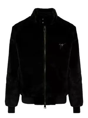 GIUSEPPE ZANOTTI Logo-plaque Leather Jacket - Black