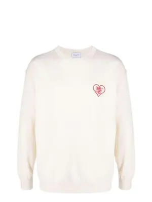 FAMILY FIRST Embroidered-logo Crew-neck Jumper - White