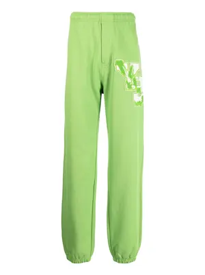 Y3 Gfx Ft Logo-patch Cotton Track Pants - Green