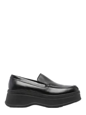 Calvin Klein Round-toe Leather Loafers - Black