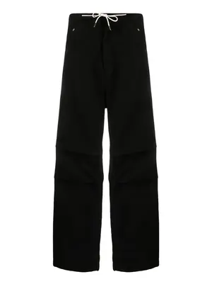 DARKPARK Drawstring-waistband Cotton Trousers - Black