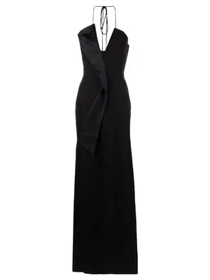 GENNY V-neck Long Dress - Black