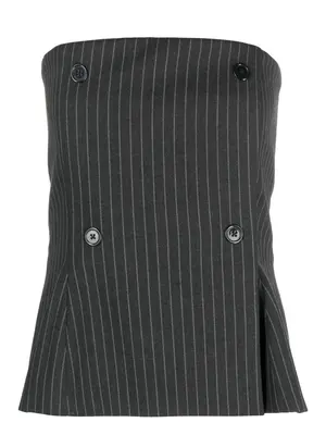 IOANA CIOLACU Pinstripe Bandeau Top - Black