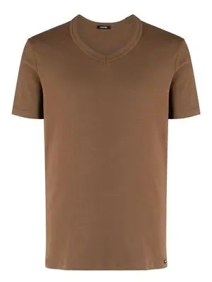 TOM FORD V-neck Short-sleeve T-shirt Brown