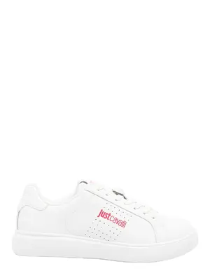Just Cavalli Tiger Head-logo Leather Sneakers - White