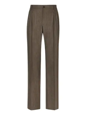 Dolce & Gabbana Pinstripe Wide-leg Flannel Trousers - Brown