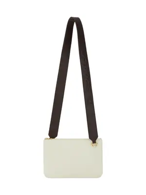 JIL SANDER Leather Crossbody Bag With Logo Strap - White