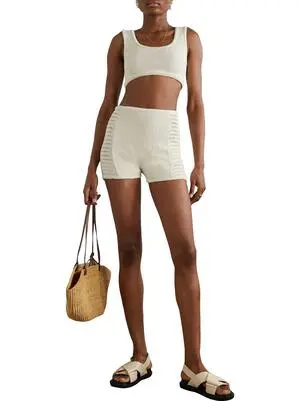 Le Kasha Kabir Crocheted Linen Shorts - White