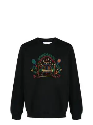 Casablanca Rainbow Crayon Temple Organic-cotton Sweatshirt - Black
