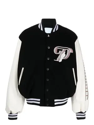3.PARADIS Letterman Varsity Bomber Jacket - Black