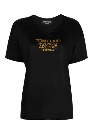 TOM FORD Logo-print Silk T-shirt - Black