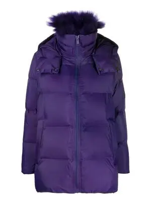 YVES SALOMON Hooded Padded Jacket - Purple