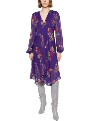 TWINSET Floral-print Georgette Midi Dress - Purple