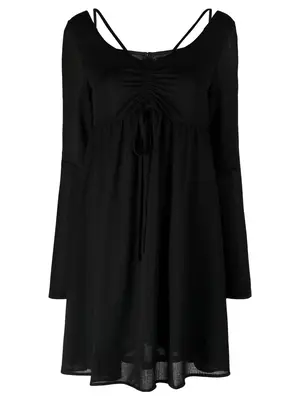 TOUT A COUP Ruched-detail Long-sleeve Minidress - Black