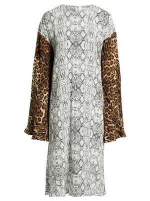 Les Reveries Printed Silk-crepe Midi Dress - Animal Print