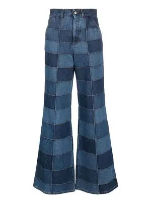 Chloé Patchwork Wide-leg Jeans - Blue