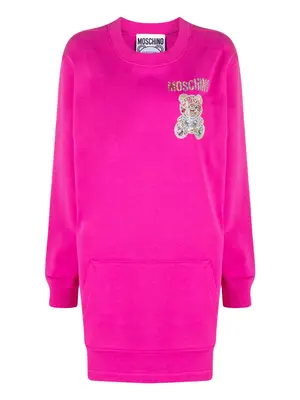 Moschino Teddy Bear-embellished Sweatshirt Dress - Pink