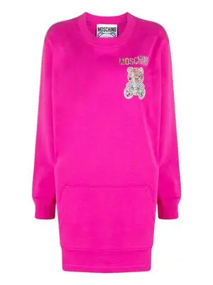 Moschino Teddy Bear-embellished Sweatshirt Dress - Pink