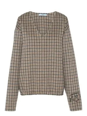 Prada Prada Checked Cashgora Jumper Neutrals