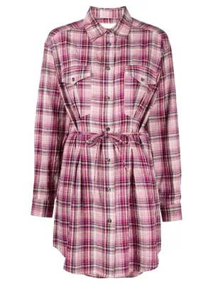 MARANT ETOILE Liliane Check-print Shirt Dress - Pink