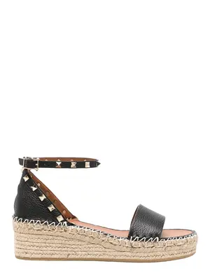 Valentino Garavani Rockstud 55mm Flatform Espadrilles - Black