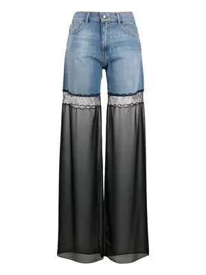 NENSI DOJAKA Tulle-panel Straight-leg Jeans - Blue