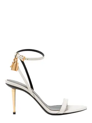 TOM FORD Padlock 85mm Leather Sandals - White